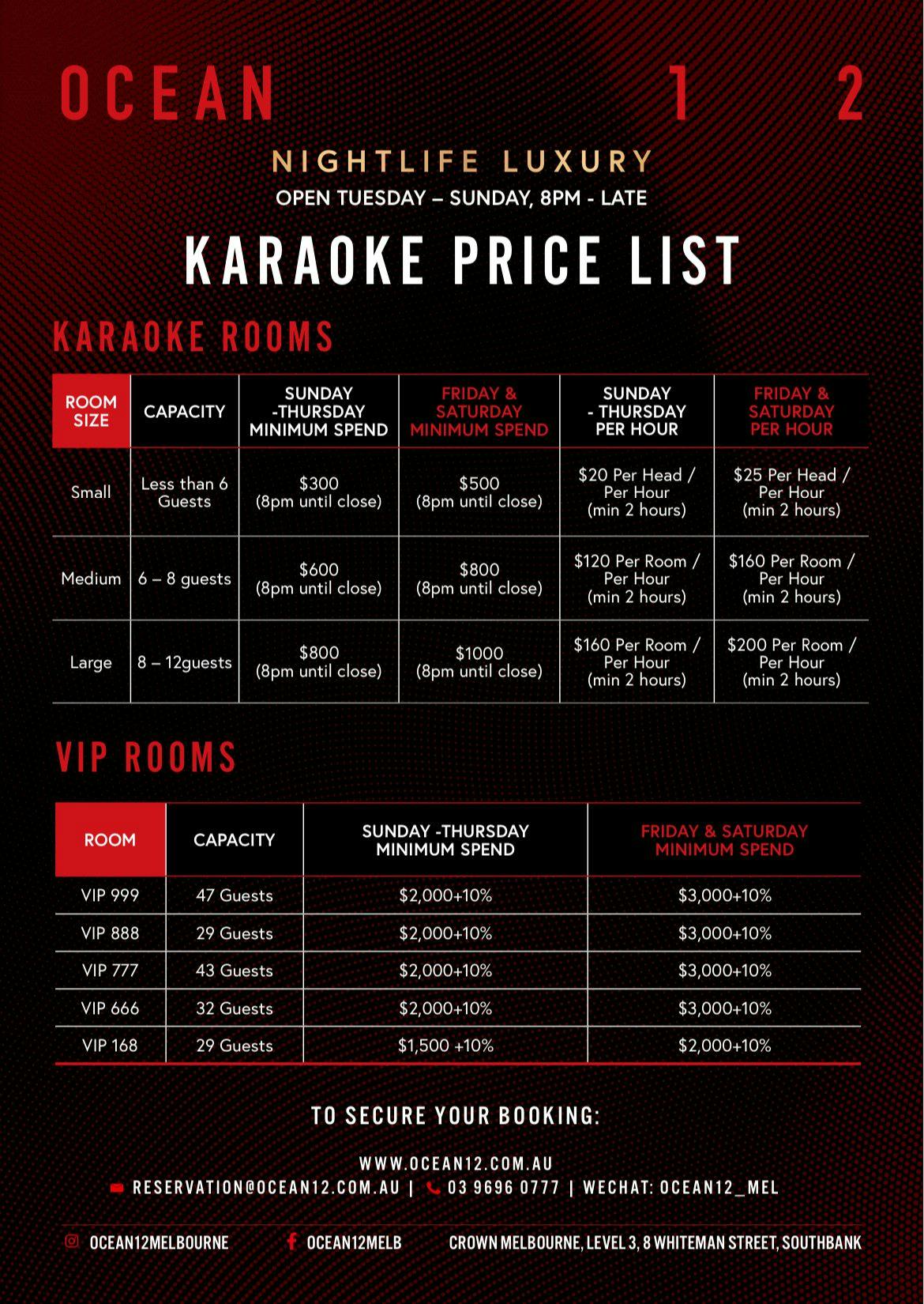 Ocean 12 Karaoke | Book Now! - inline online bookings