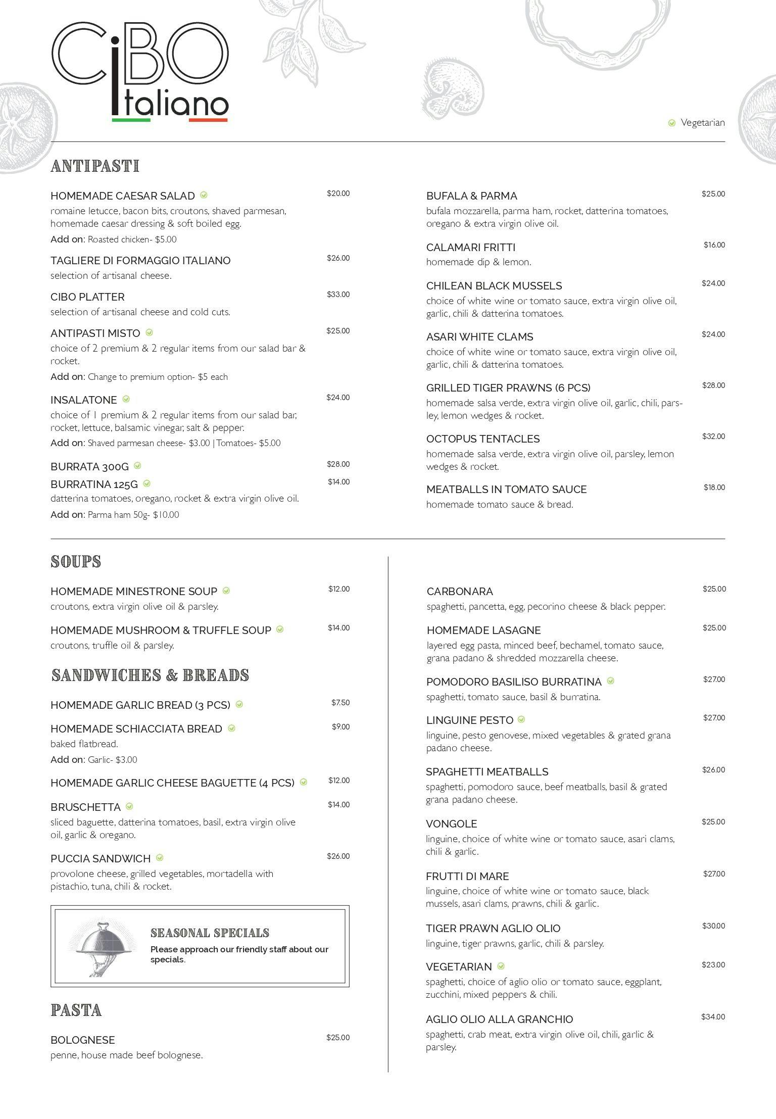 Cibo Italiano | Book Now! - inline online bookings